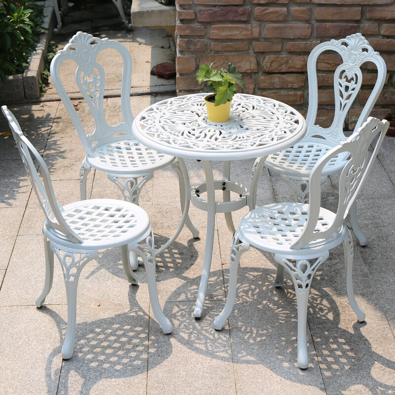 Maike Courtyard Table and Chair Outdoor Dining Tables and Chairs Metal ...