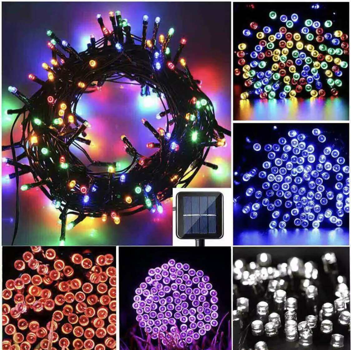 MultiColor String Lights Outdoor 12 Meter 100 LED Solar Powered ...