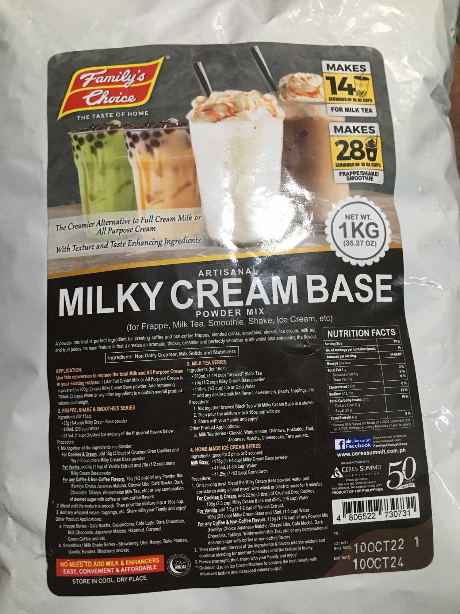 Family's choice artisanal milky cream base powder mix 1kg | Lazada PH