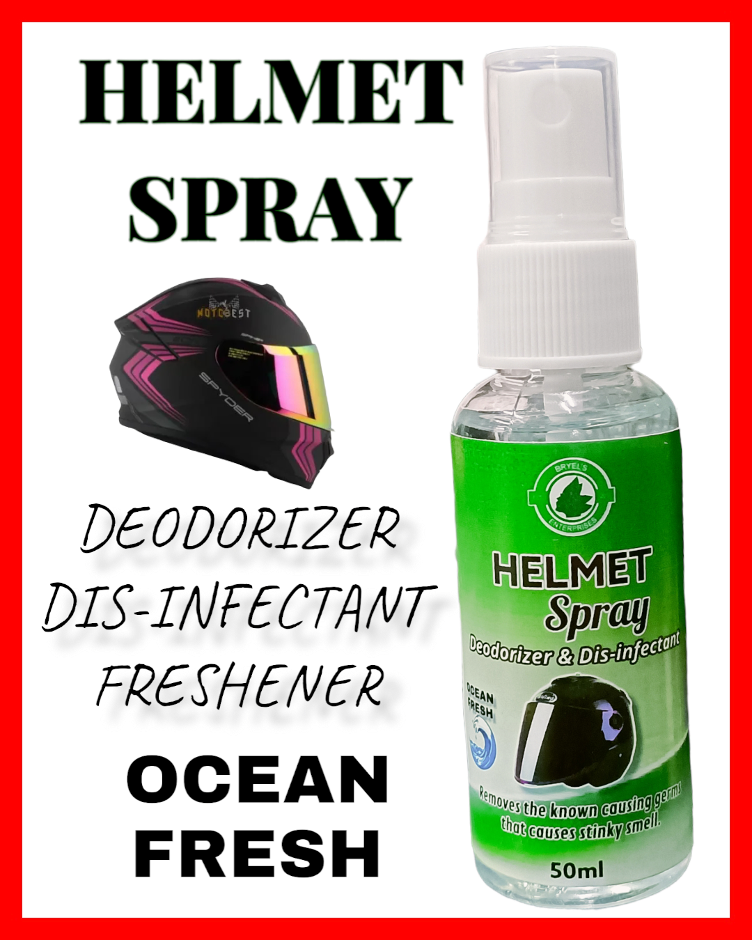 BRYELS Helmet Spray Anti-Bacterial Deodorizer Freshener No need to ...