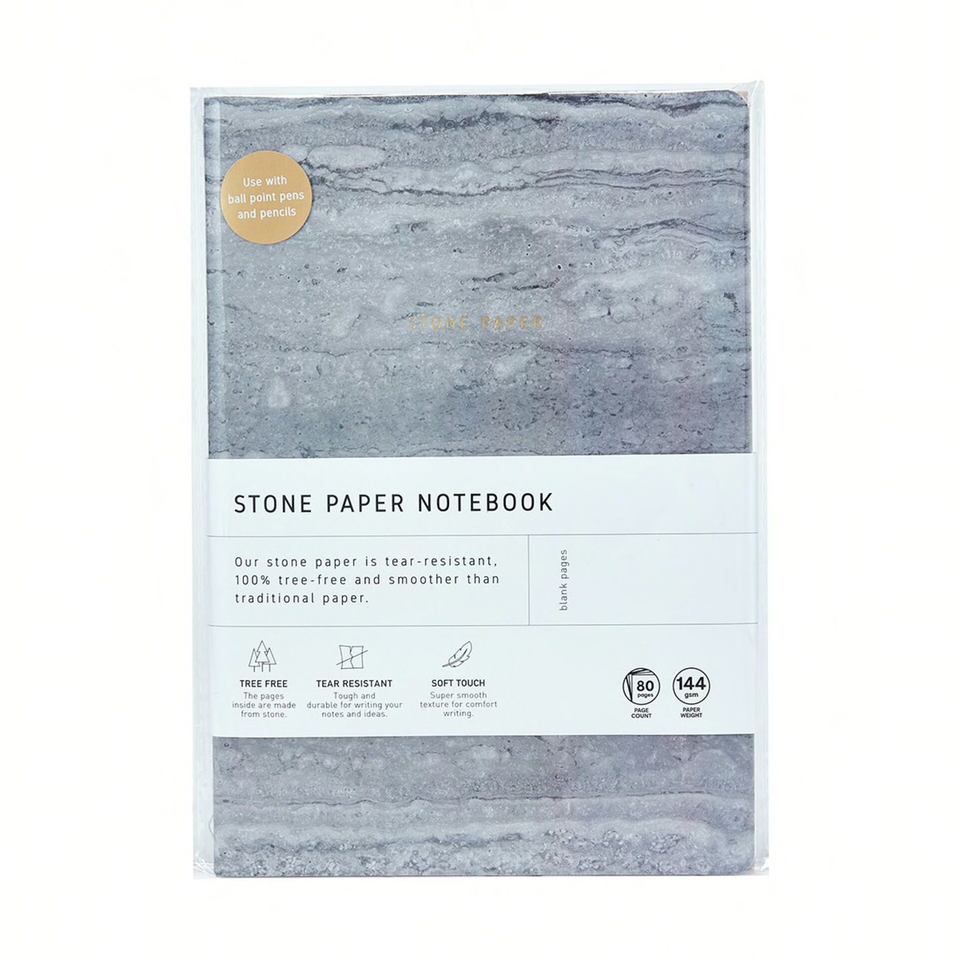 2 Pack Stone Paper Notebooks - Grey and Pink : Tear Resistant Paper, Tree Free Notebook, Soft ...