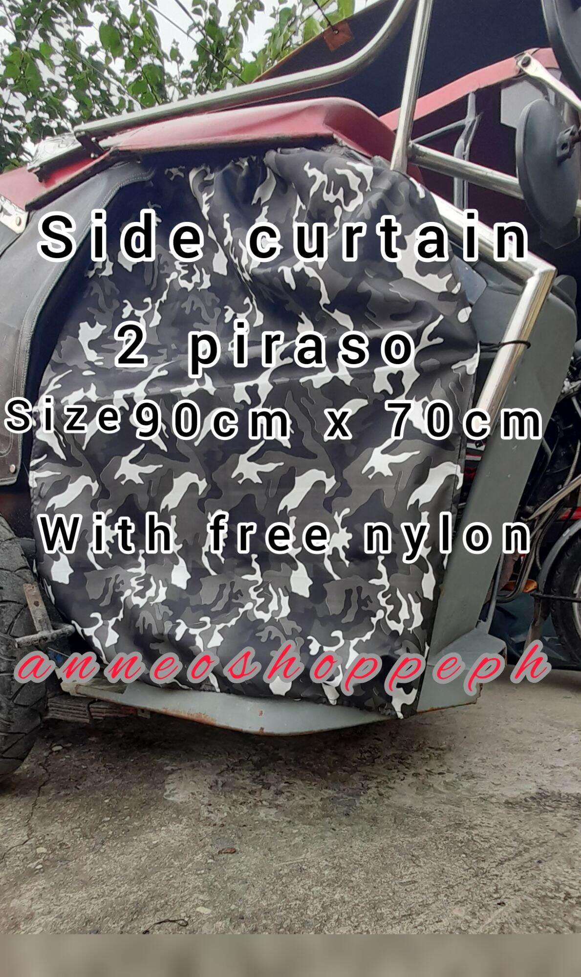 side curtain for tricycle sun and rain cover (2pcs black/bluish ...