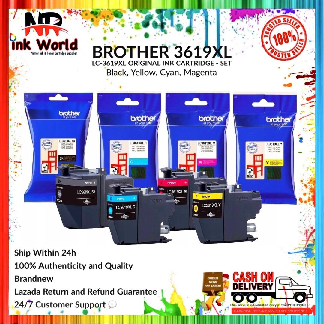 Brother LC-3619XL Original Ink Cartridge Set (Black, Cyan, Yellow, Magenta) ( LC3619XL ) ( 3619 ...