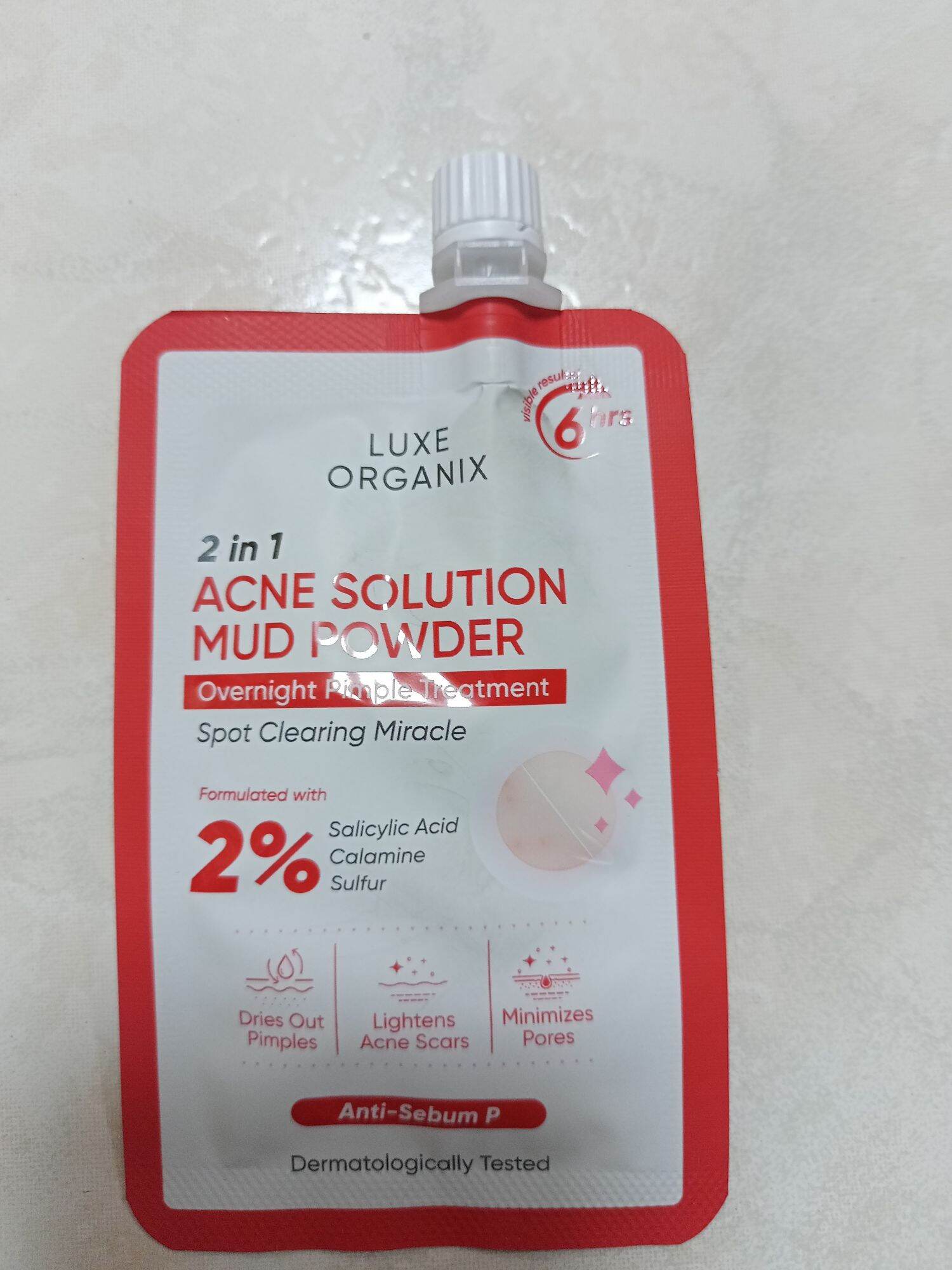 LUXE ORGANIX 2 in 1 Acne Solution Mud Powder Overnight Pimple Treatment ...