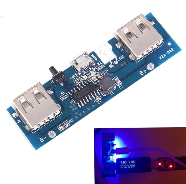 DUAL USB 5V 2A 18650 LITHIUM POWER BANK CHARGING MODULE BOARD CIRCUIT ...