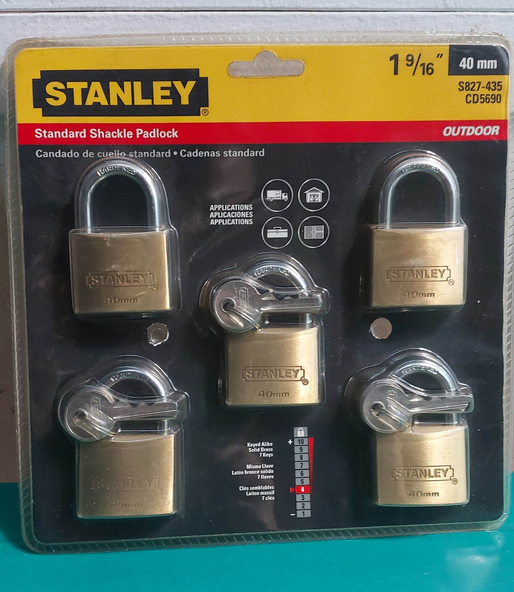 STANLEY SOLID BRASS PADLOCK 5PCS/SET 40MM DOUBLE LOCKING SHACKLE | Lazada PH