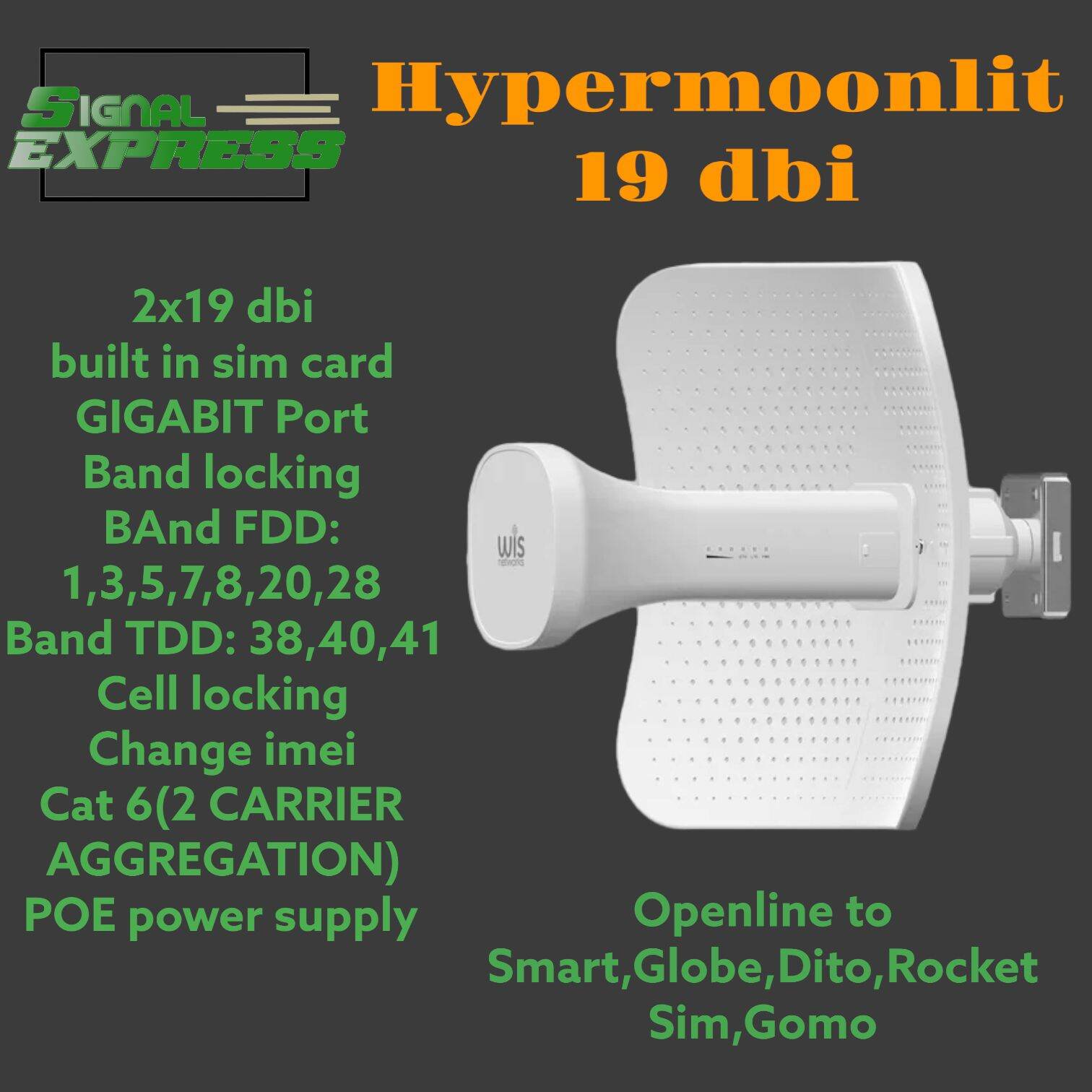 HYPERMOONLIT S.E 4G OUTDOOR LTE ROUTER ANTENNA CAT 6(HYPERBOLIC BUILT ...