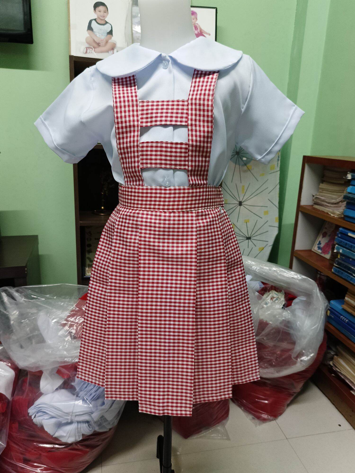 Skirt checkered red school uniform for girls 35, 40, 45 jumper,50, 55 ...