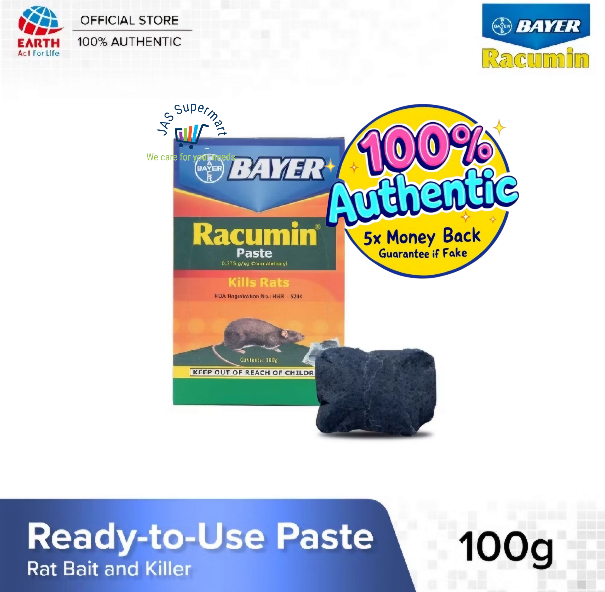 Racumin Rat Killer Paste 100g – Bayer Lason sa Daga Rat Poison for Big ...