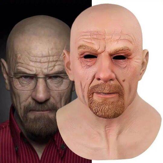 Full Face Rubber Mask Latex Headwear Halloween Costume Elderly Man Mask ...