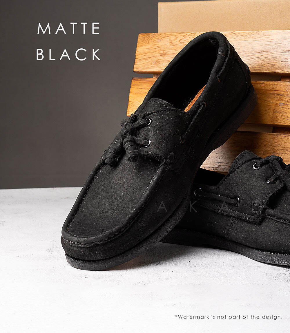 Ilakad Matte Black Boat Shoes Topsider For Men | Lazada PH