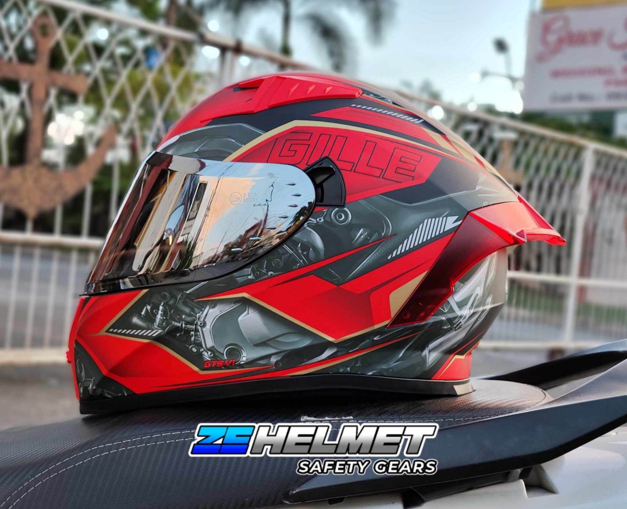 GILLE 135 GTS-V1 MUFFLER MATTE BLACK RED | Lazada PH