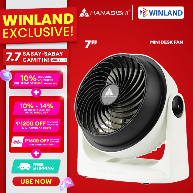 Hanabishi by Winland Mini Jumbo Desk Fan High Velocity Cool Electric ...