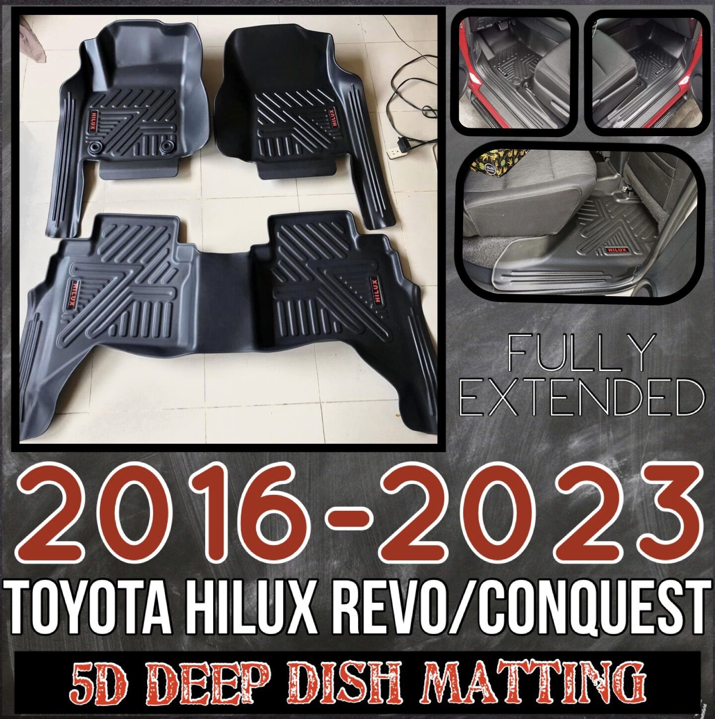 TOYOTA HILUX 5D DEEP DISH MATTING REVO/CONQUEST 2016-2023 (fully ...
