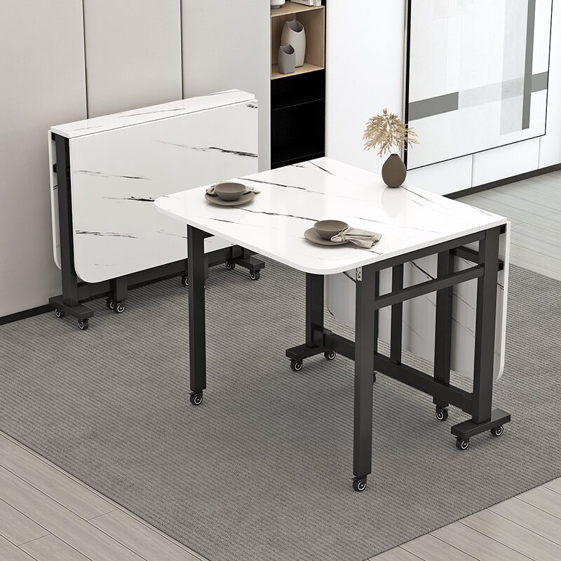 Movable Foldable Dining Table Household Small Apartment Solid Wood ...