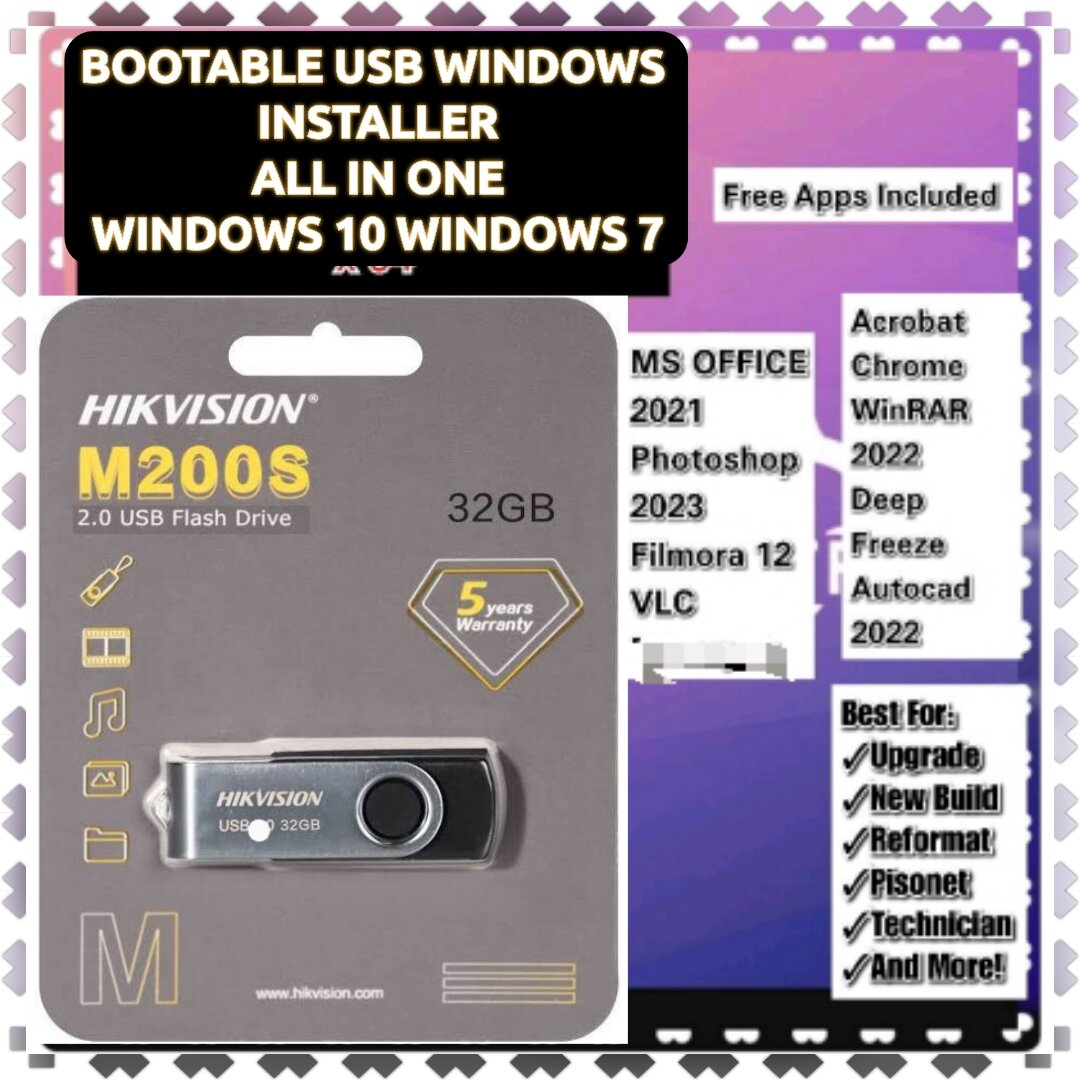 Bootable Usb Installer 32GB USB Win 10 Pro / Win 7 Ultimate All in One ...