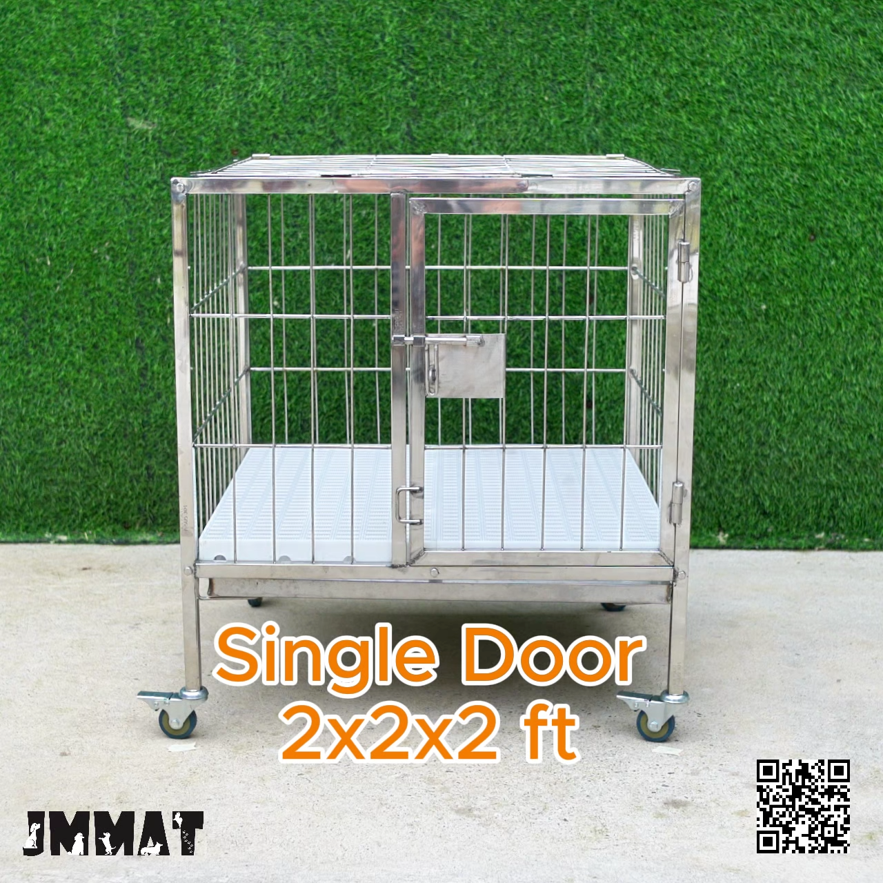 2x2x2 ft - Single Door 304 Stainless-Steel Heavy-Duty Cage - Dog Cage ...