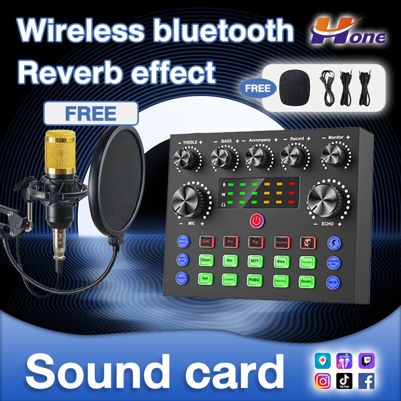 Original V8s Sound Card With Bluetooth Live Singing Equipment Audio Mixer Streaming PC/Laptop ...