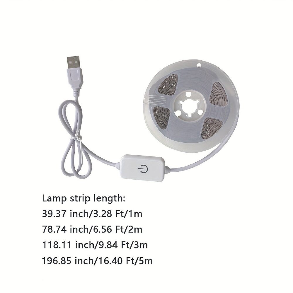 1M/2M/3M/5M LED Touch USB Strip Light 1 Roll 5V 60LEDs/m 2835 Dimmable ...