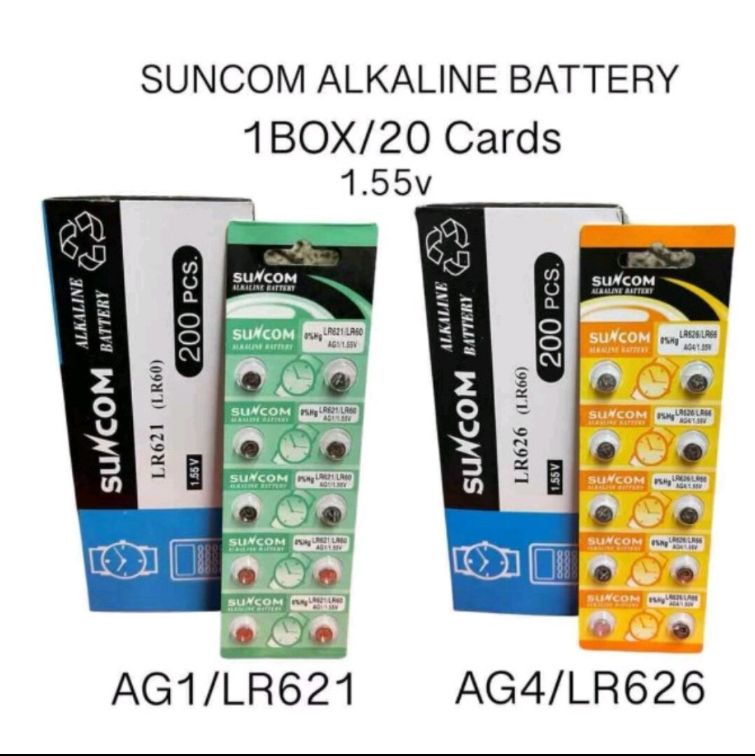 SUNCOM 626/AG4 621/AG1 ALKALINE BATTERY (1BOX/20CARDS) | Lazada PH