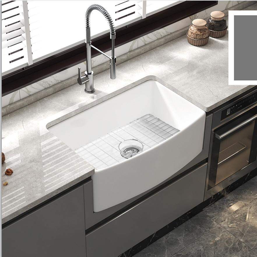 Open-Style Ceramic Kitchen Sink Embedded Double Single Bowl Home Use ...