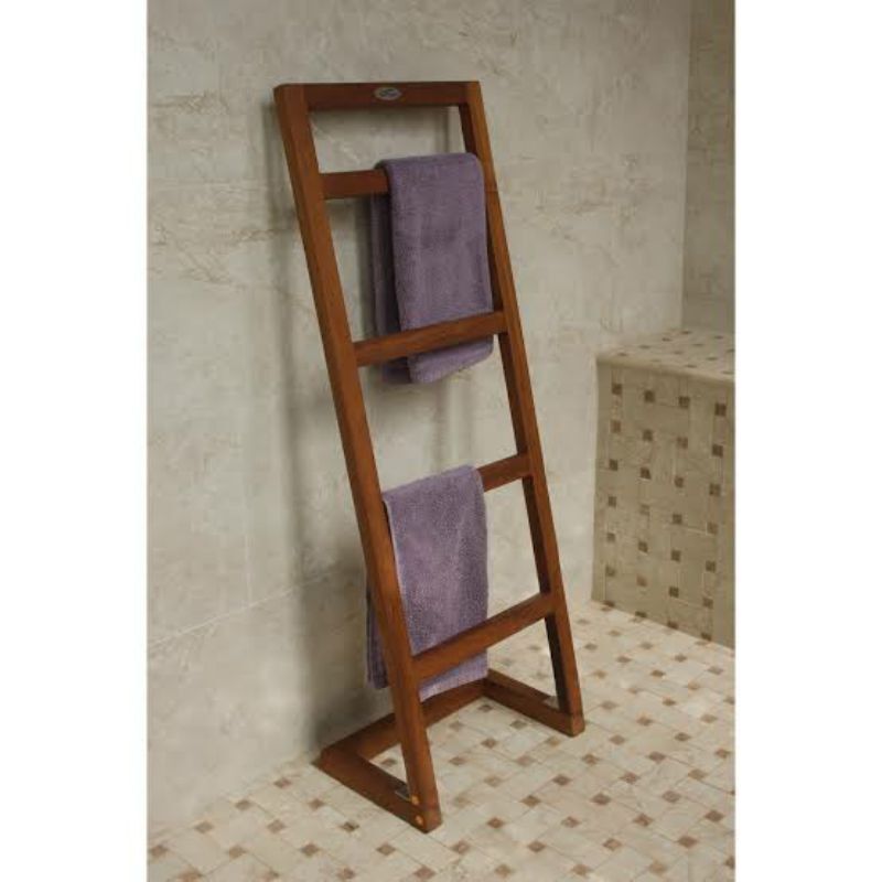 Kirana Teak Freestanding Ladder Towel Rack Signature
