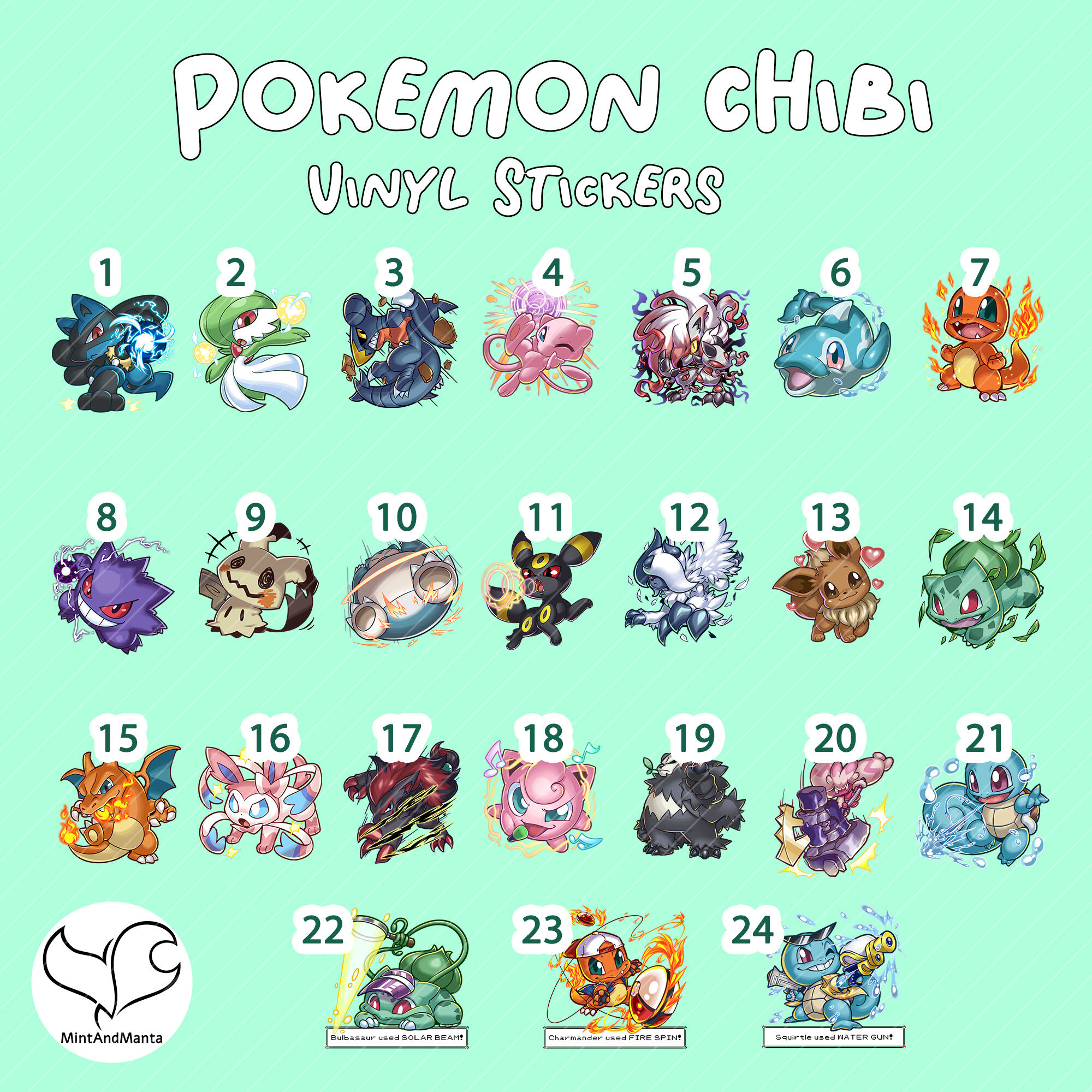 Pokemon Chibi Waterproof Vinyl Stickers | Charizard, Gardevoir, Gengar ...