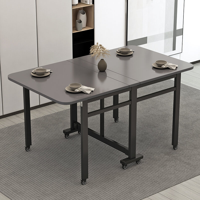 Movable Foldable Dining Table Household Small Apartment Solid Wood ...