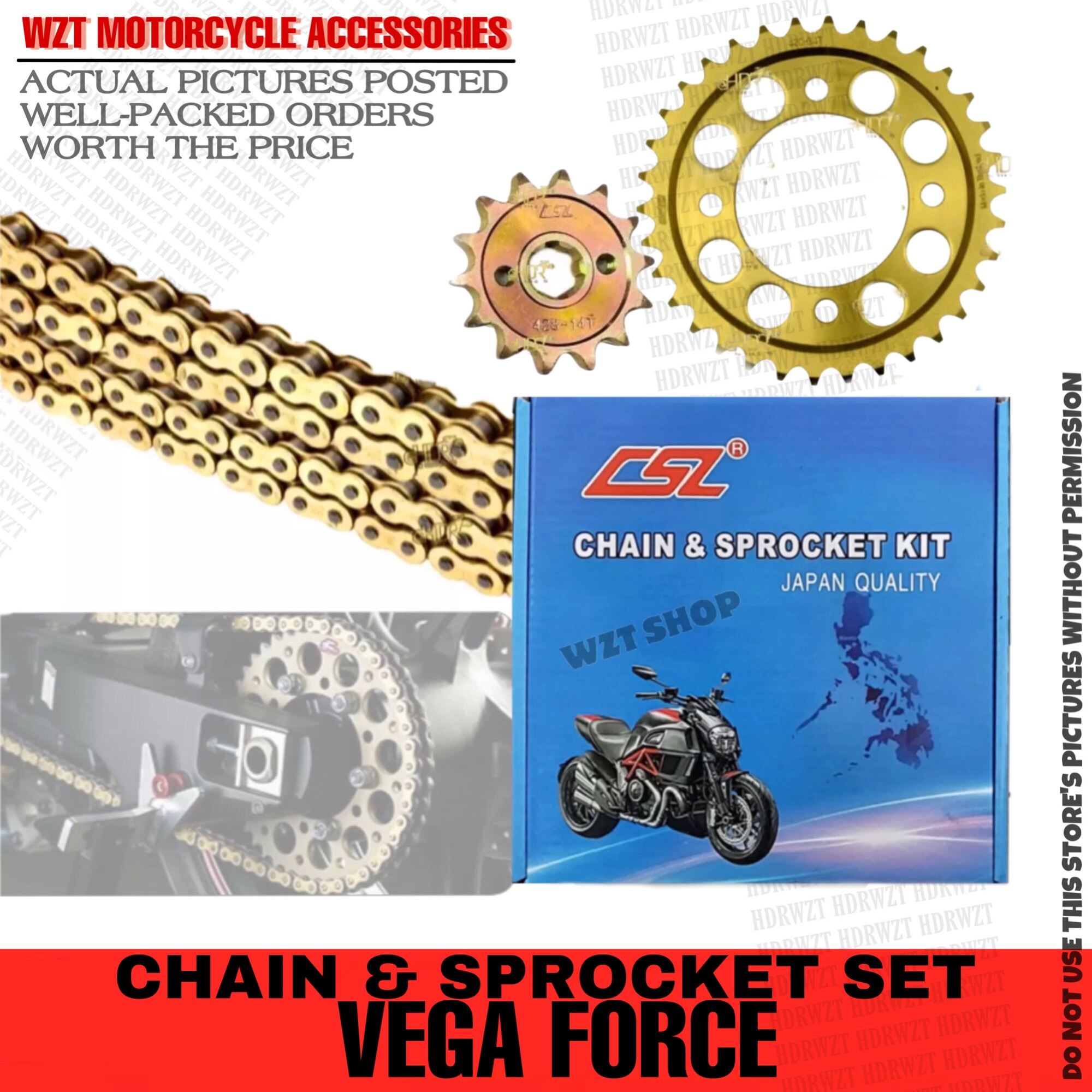 CSL YAMAHA Vega Force Gold Chain and Sprocket Set Motorcycle Japan ...