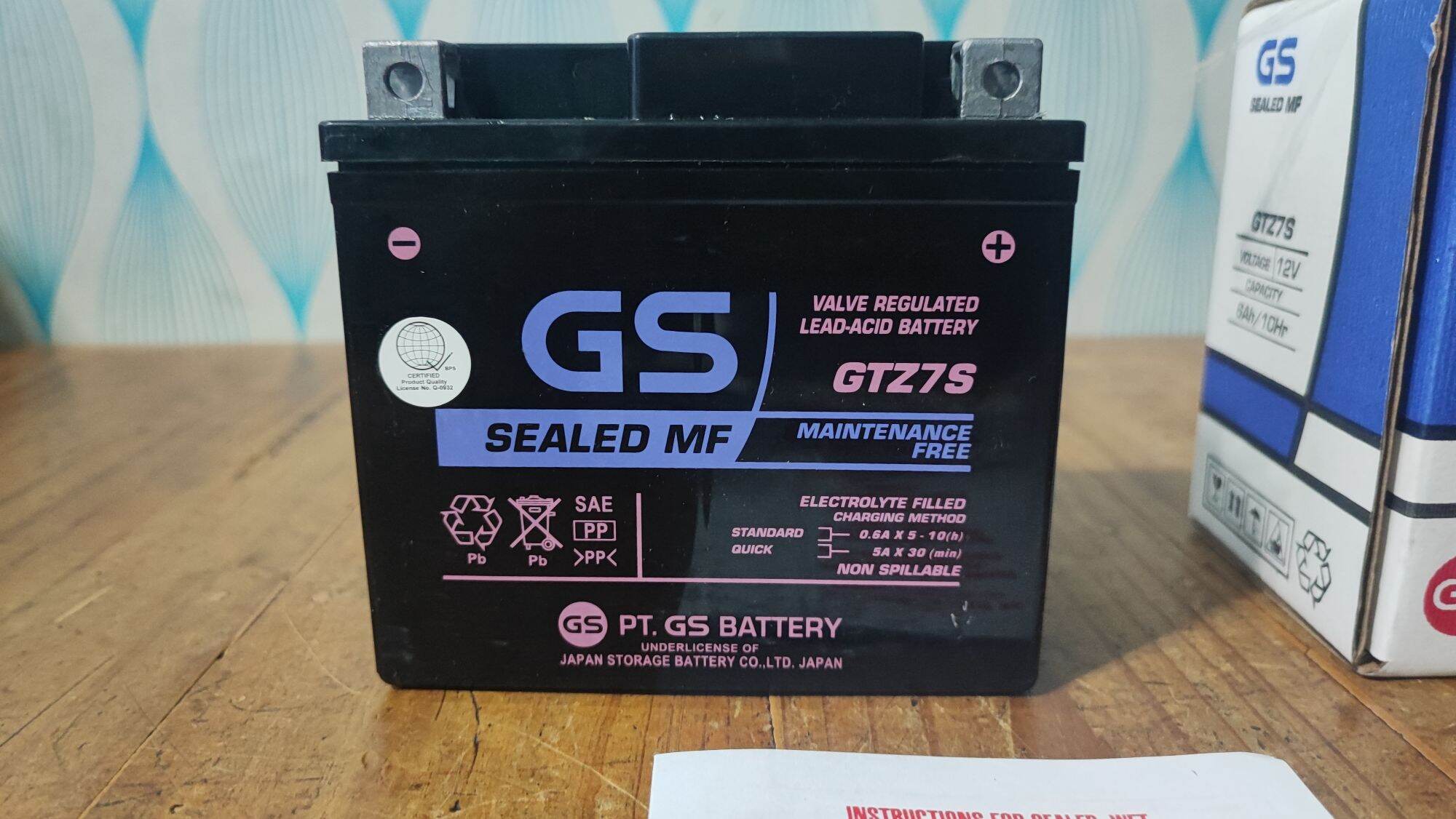 GS BATTERY GTZ7S 12V FOR HONDA CLICK 125/150 V2/SUZUKI RAIDER CARB/ADV ...