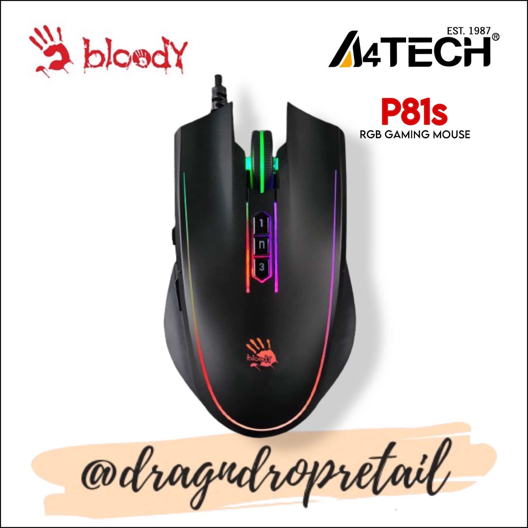 A4TECH BLOODY P81S Light Strike RGB Animation Gaming Mouse High Precise ...