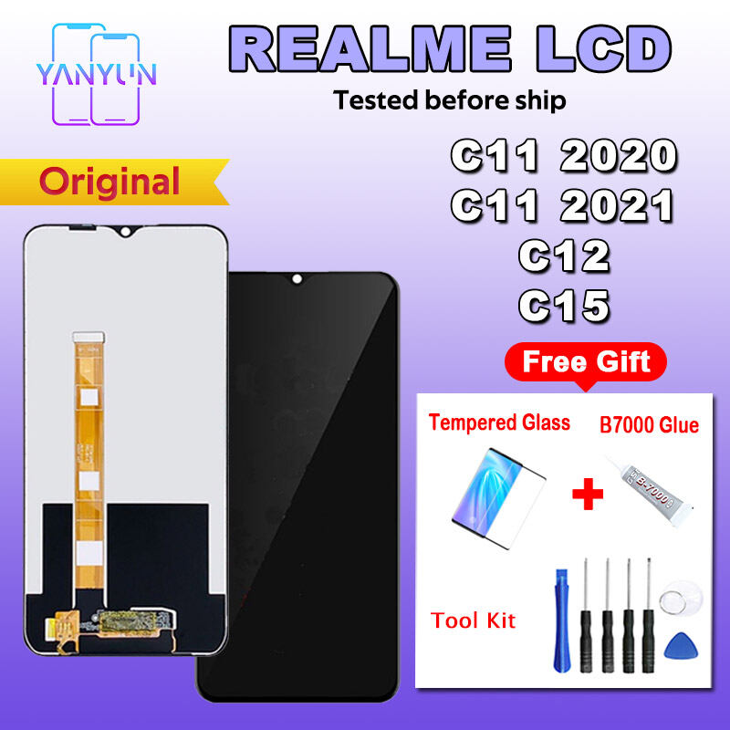 Realme LCD For Realme C11 2020 C15 C12 C11 2021 LCD Original Screen replacement With tempered ...