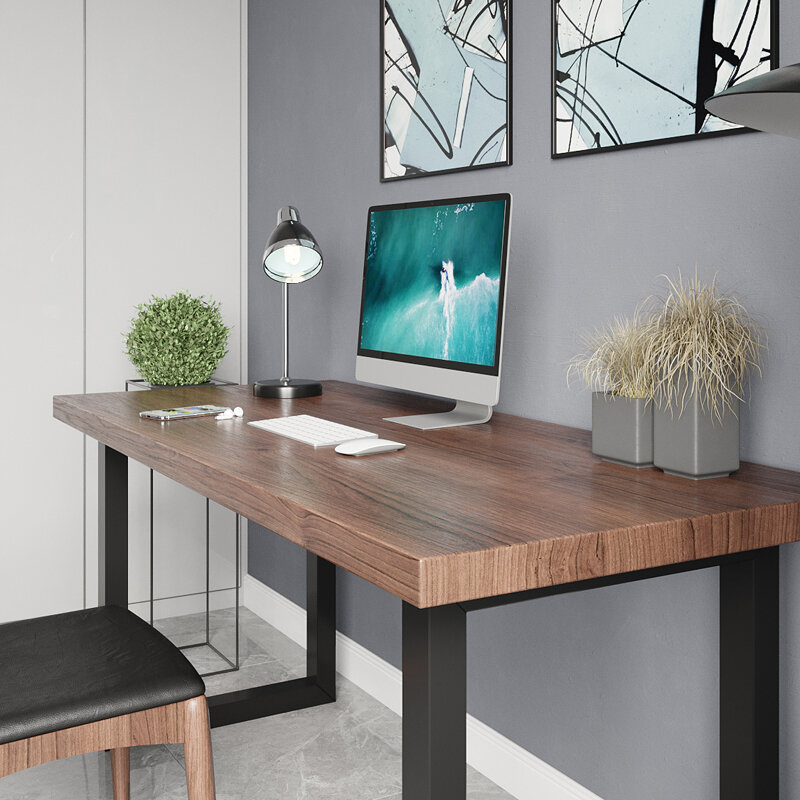 Solid Wood Computer Desktop Desk Home One-Word Board Desk Simple Modern ...