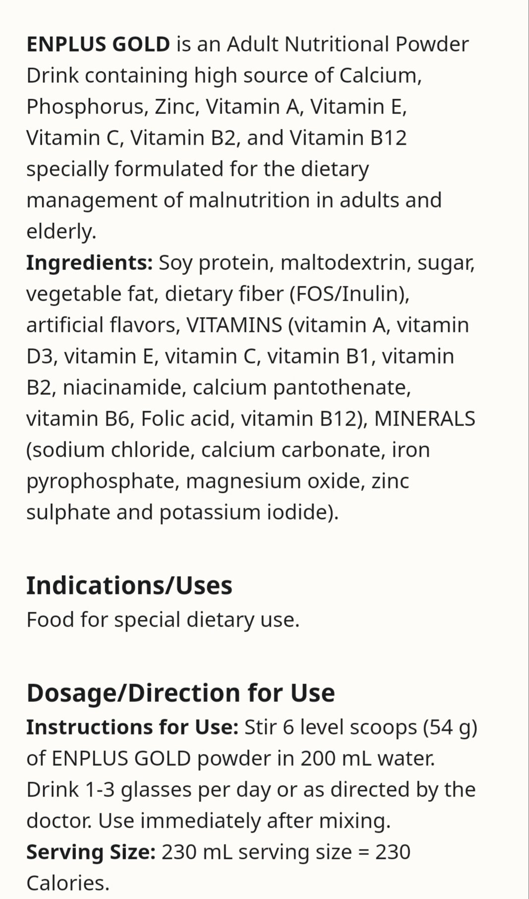 En plus Gold Adult nutritional Powdered drink 400g | Lazada PH