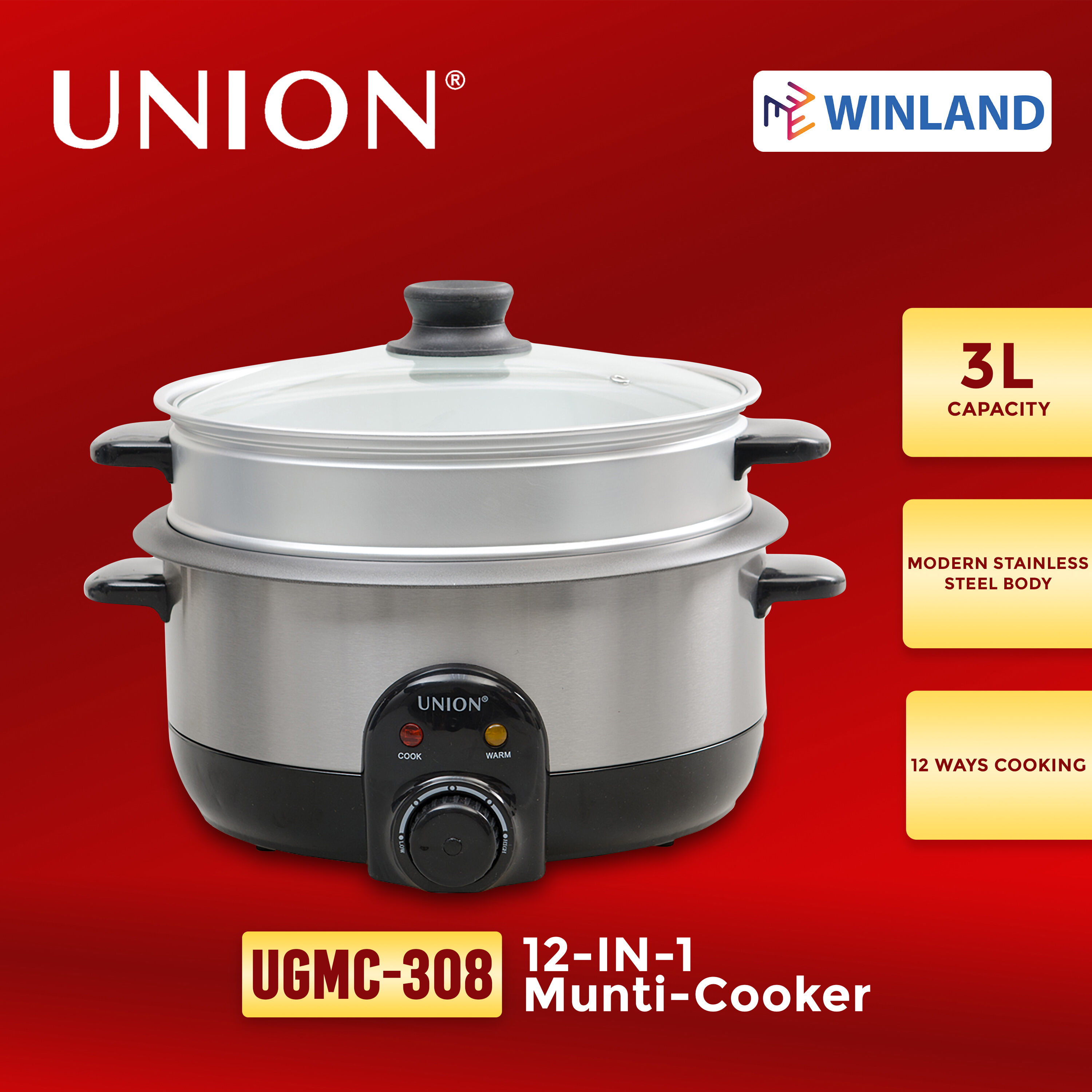 Union by Winland 3.0L / 12-in-1 function Multi Cooker with Non-stick ...