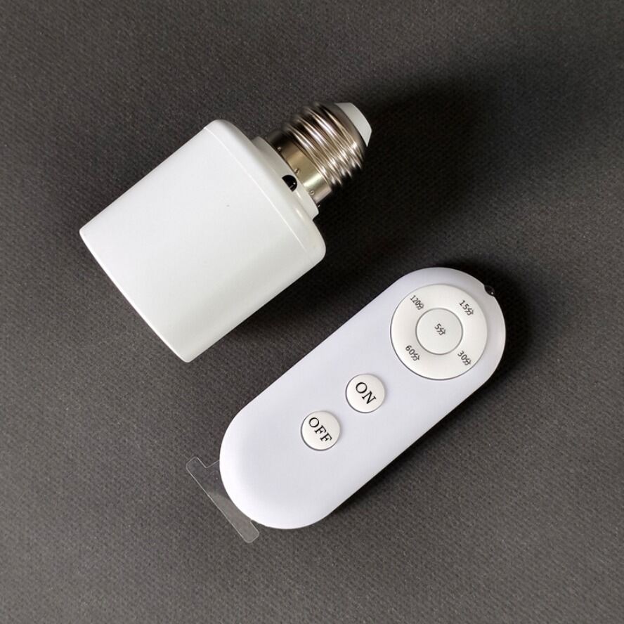 E27 60W Wireless Remote Control Smart Timer Switch Lamp Holder 110V ...