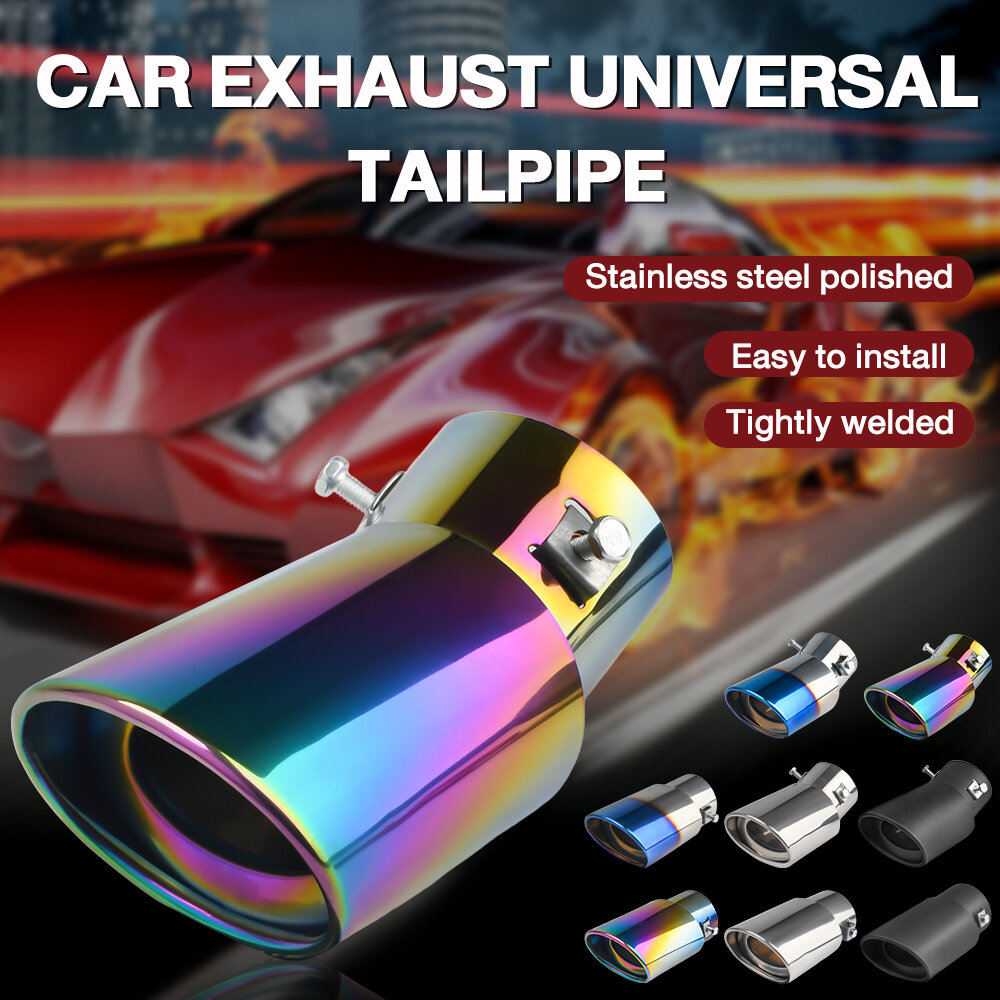 Universal Car Exhaust Muffler Tip Half Blue Round Straight/Curved ...