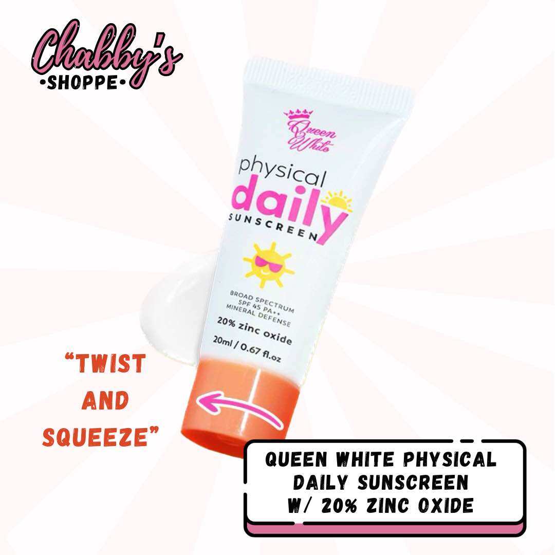 Queen White Physical Daily Sunscreen Mineral Zinc Oxide Broad Spectrum ...