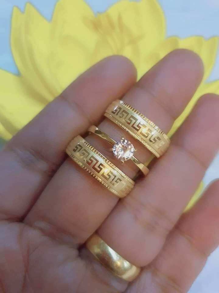 (0003) 18k gold couple ring with free engagement | Lazada PH