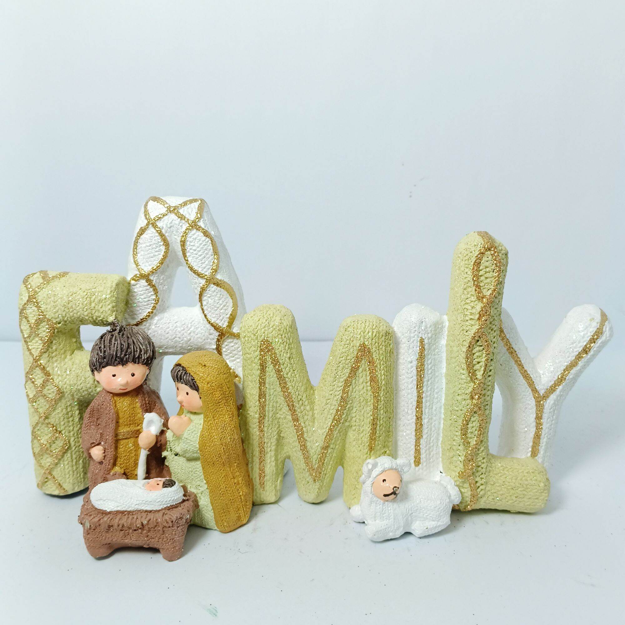 FAMILY Christmas Belen (Nativity Scene) 26cmx14cm made from Fiber Resin ...