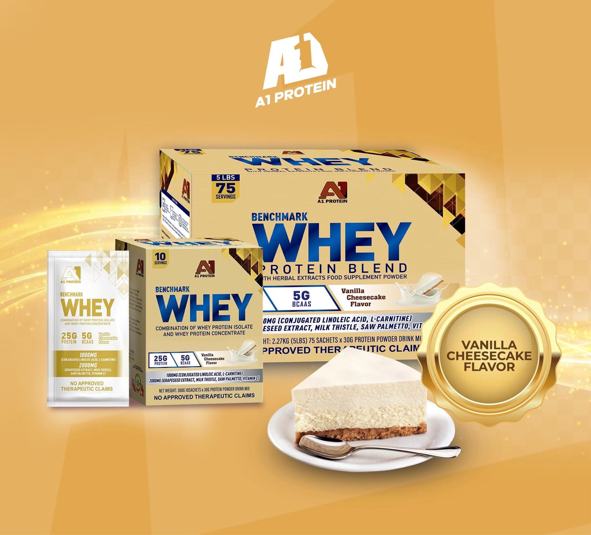 A1 PROTEIN BENCHMARK 100% WHEY PROTEIN BLEND 5lbs 75 SERVINGS (NEW ...