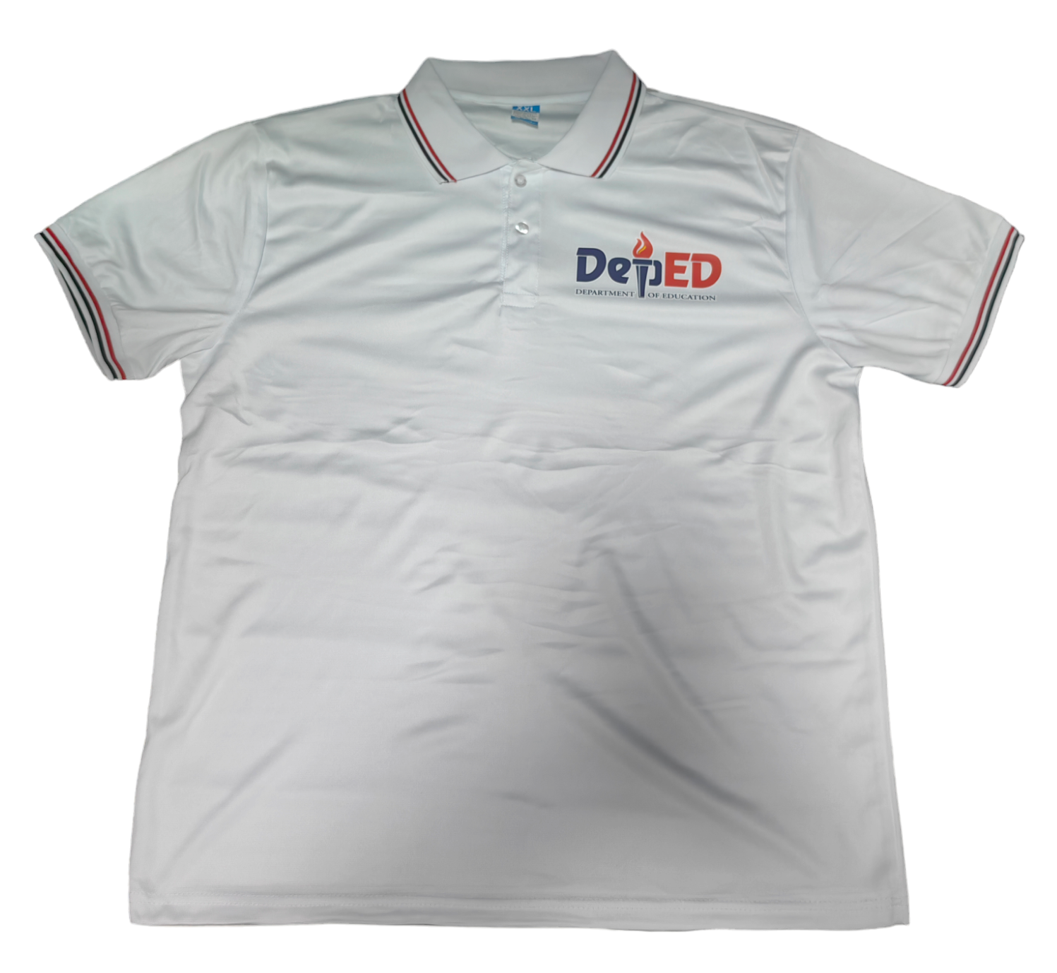Customized DEPED MATATAG White with Stripes Ribbings Drifit Unisex Polo ...