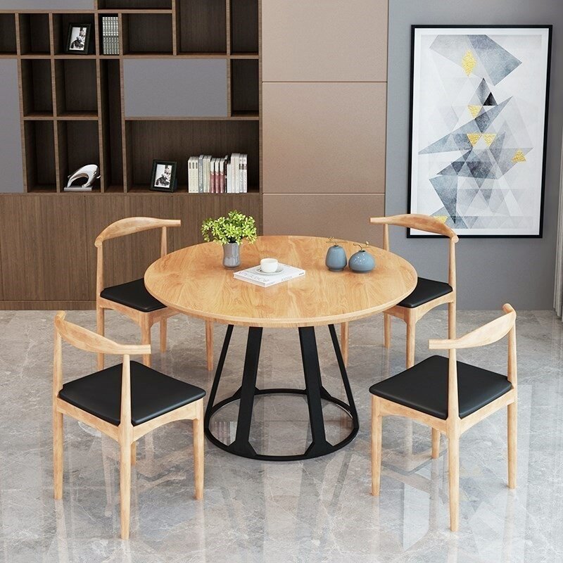 American Loft Solid Wood round Table Small Apartment Casual Coffee Shop ...