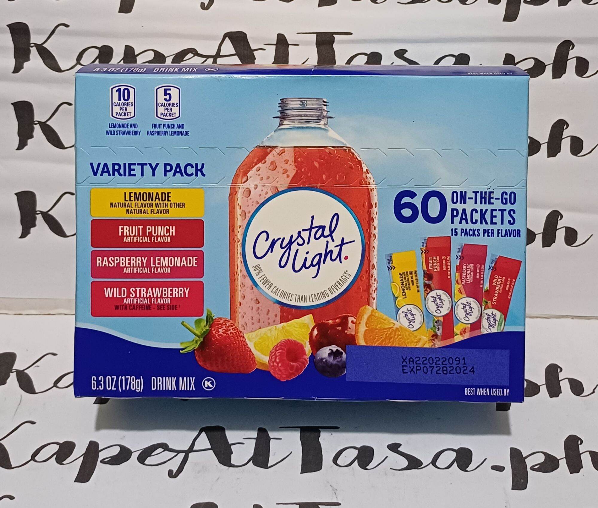 Crystal Light Variety Pack Drink Mix 60 packets (15 pcs Lemonade, 15 ...