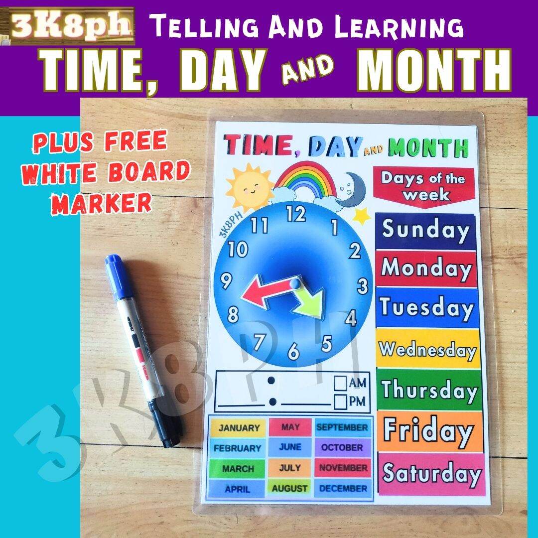 Telling Time chart , Days of the Week chart and Months of the year ...