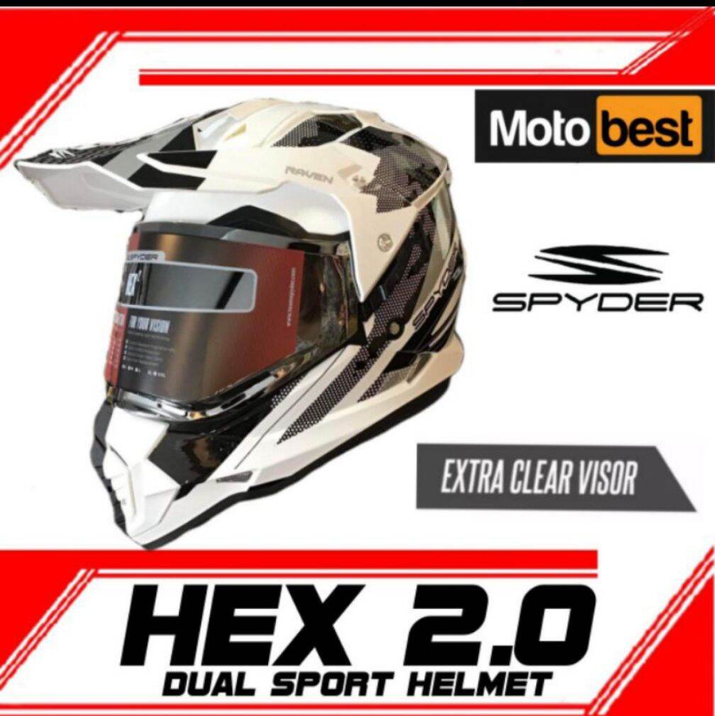 SPYDER Hex 2 Raven Dual Sports Helmet w/ Free Extra Clear Visor | Lazada PH