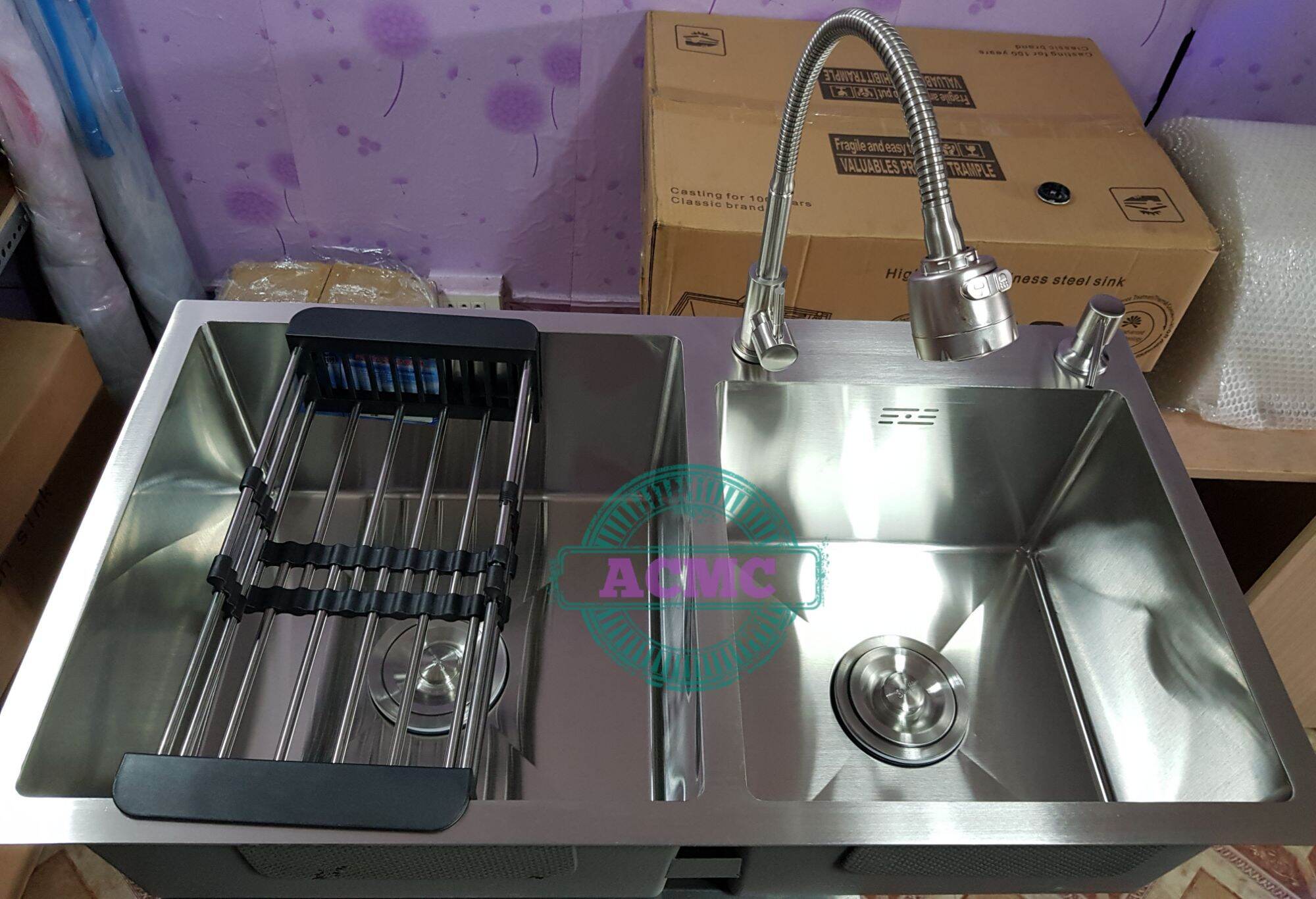 COMPLETE PACKAGE 304 Stainless Double Tub Kitchen Sink 3mm thick ...