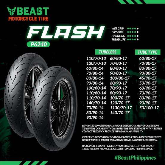 Beast Tire Flash High Quality Motorcycle Tires with Free Sealant and ...