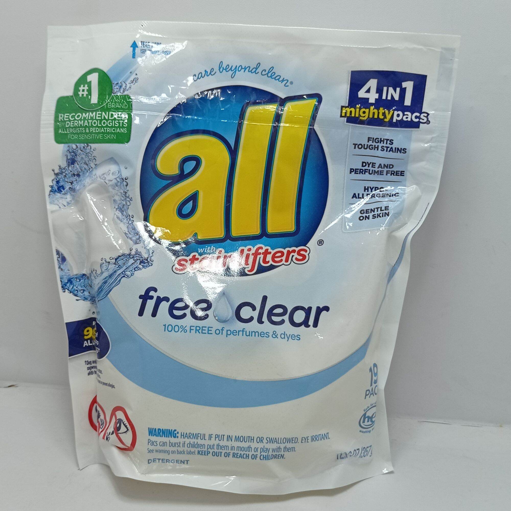 "USA" all Mighty Laundry Detergent Pacs, Free Clear for Sensitive Skin ...