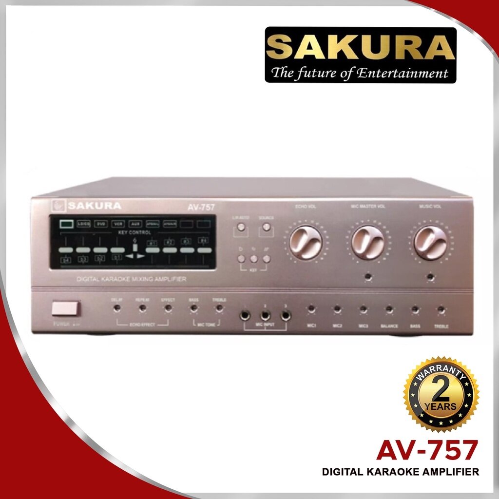 SAKURA AMPLIFIER AV757 / SAKURA AMPLIFIER AV-757 / SAKURA AV 757 2CH DIGITAL KARAOKE MIXING ...